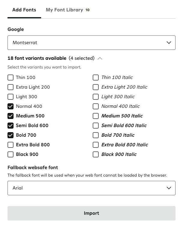 Select custom fonts in the email editor (Attentive SMS & Email)