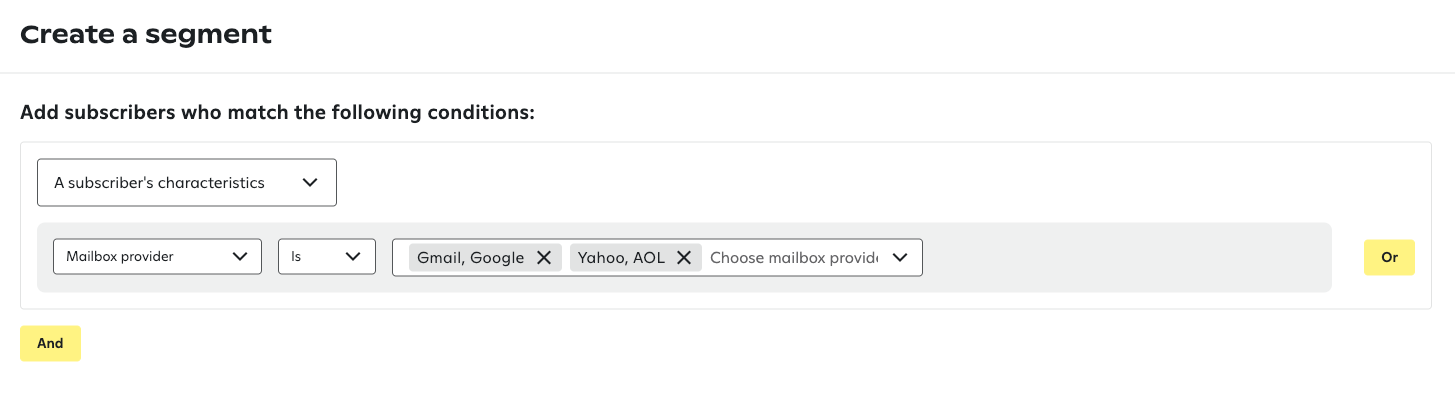 Segment subscribers by mailbox provider – Attentive