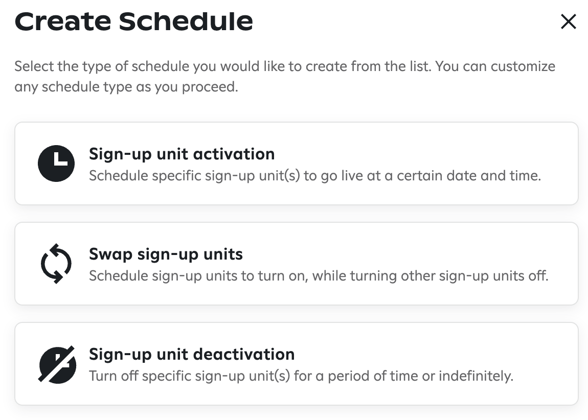 Schedule a sign-up unit – Attentive