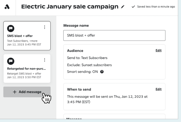 Send a multiple message text campaign with Campaign Composer – Attentive