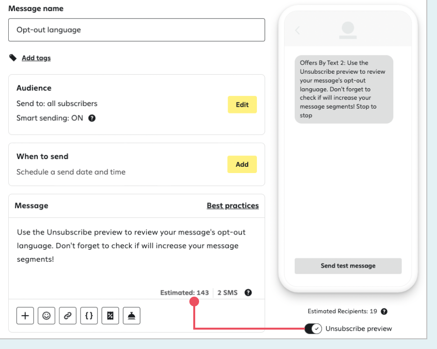 Message opt-out language – Attentive