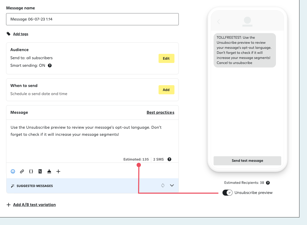 Message opt-out language – Attentive