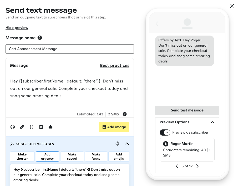 Personalize journey messages with dynamic links and variables – Attentive