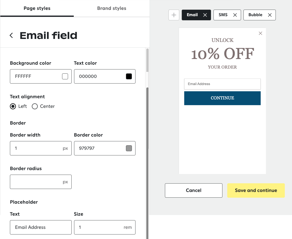 Text (Attentive SMS & Email)