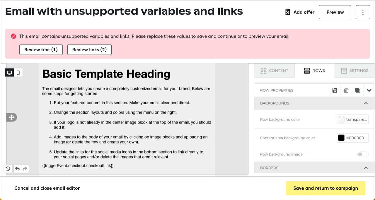 Review and correct errors in your email – Attentive