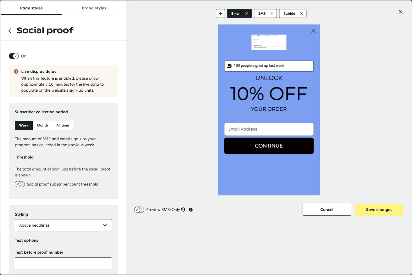 Add a social proof metric to a sign-up unit – Attentive