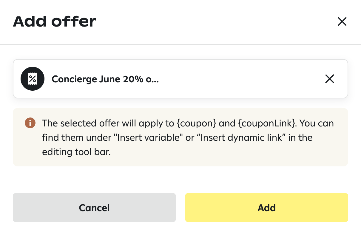 Add an offer and include a discount code in your email – Attentive