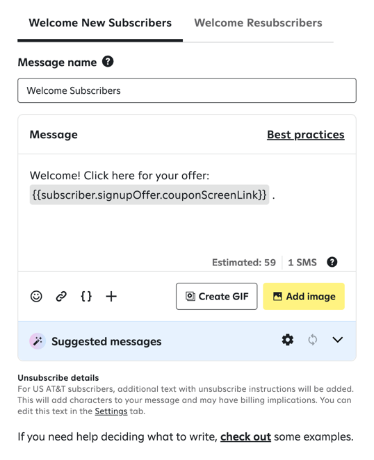 Add an offer to a welcome journey (Attentive SMS & Email)