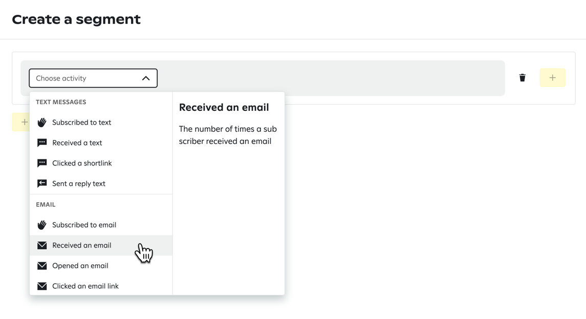 Create an email segment (Attentive SMS & Email)