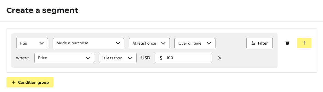 (Shopify only) Filter segments by product data (Attentive SMS & Email)