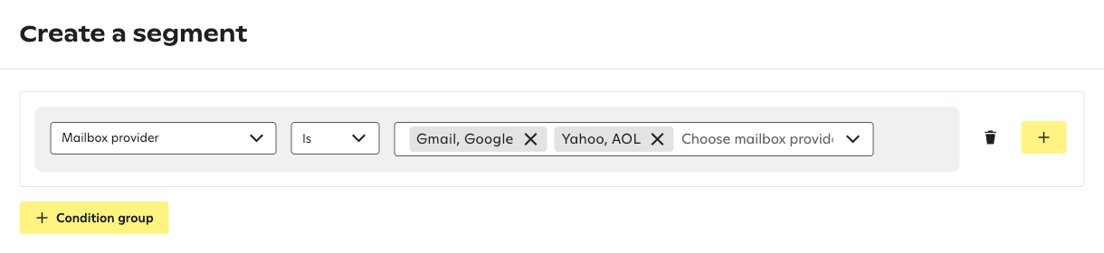 Segment subscribers by mailbox provider – Attentive
