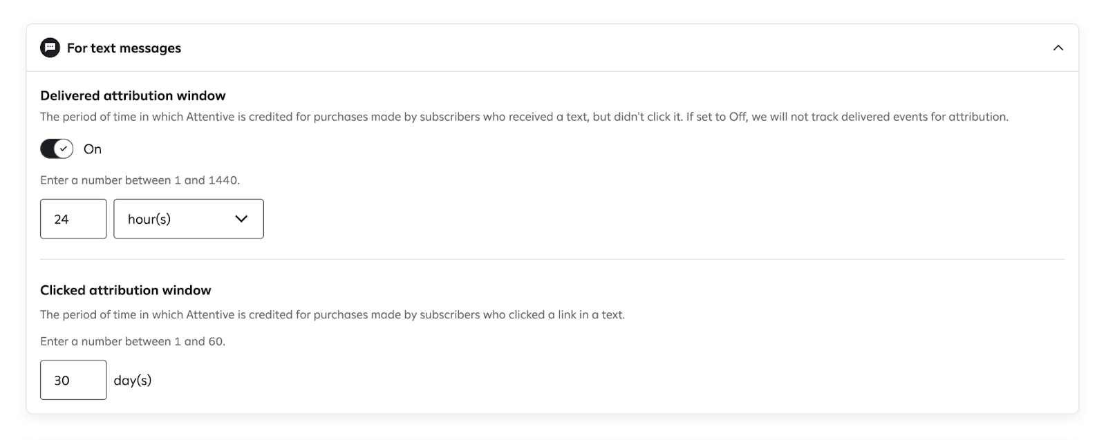 Configure your attribution settings – Attentive