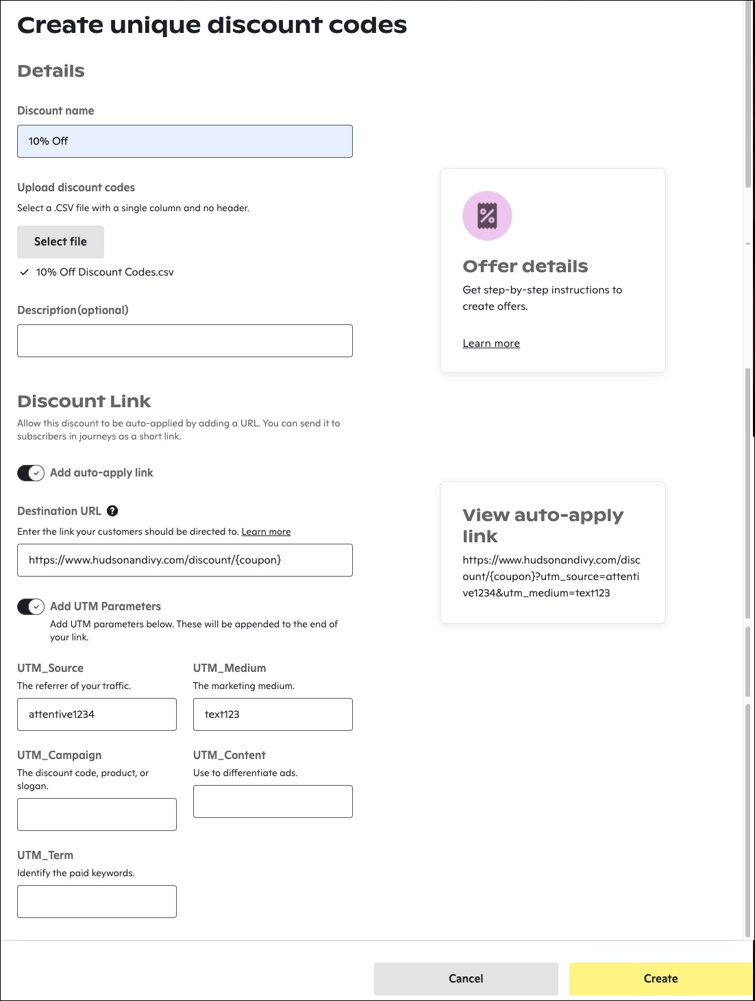 Create offers – Attentive