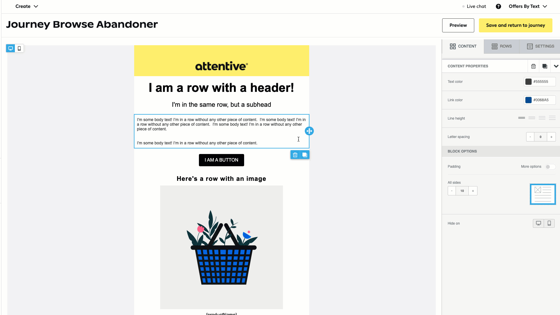 Design your email (Attentive SMS & Email)