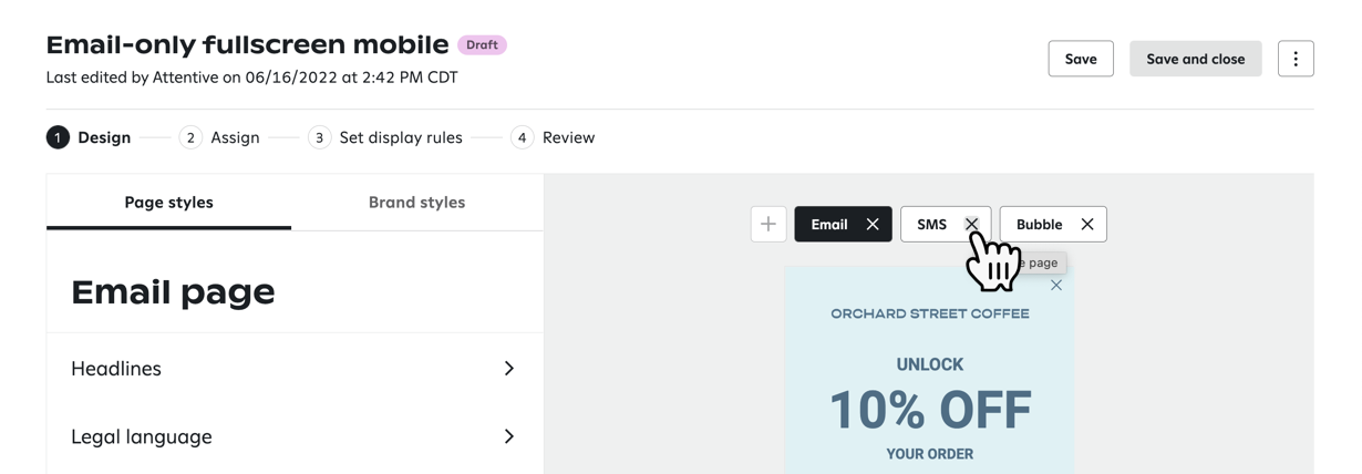 Create email-only sign-up units – Attentive